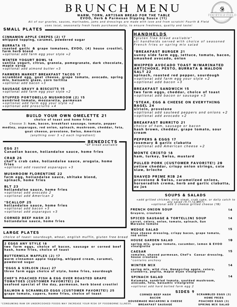 Fourth & Field - Our Menus - Farm Fresh Food - Fourth & Field