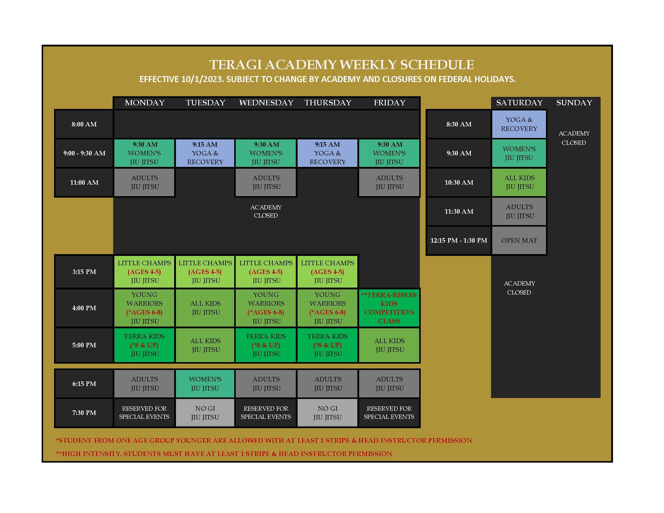 Schedule – Teragi Academy - Teragi Academy