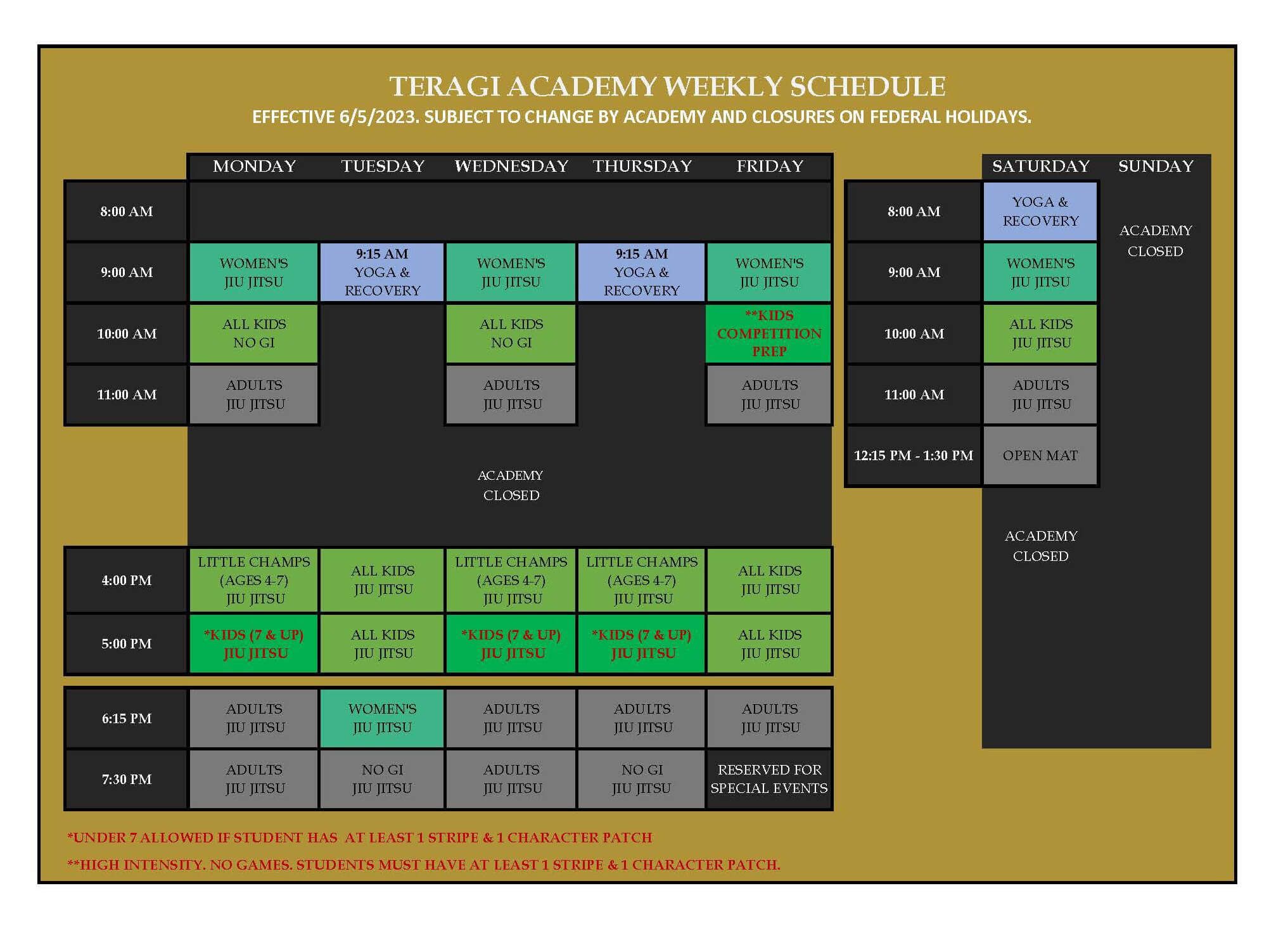 Schedule – Teragi Academy - Teragi Academy
