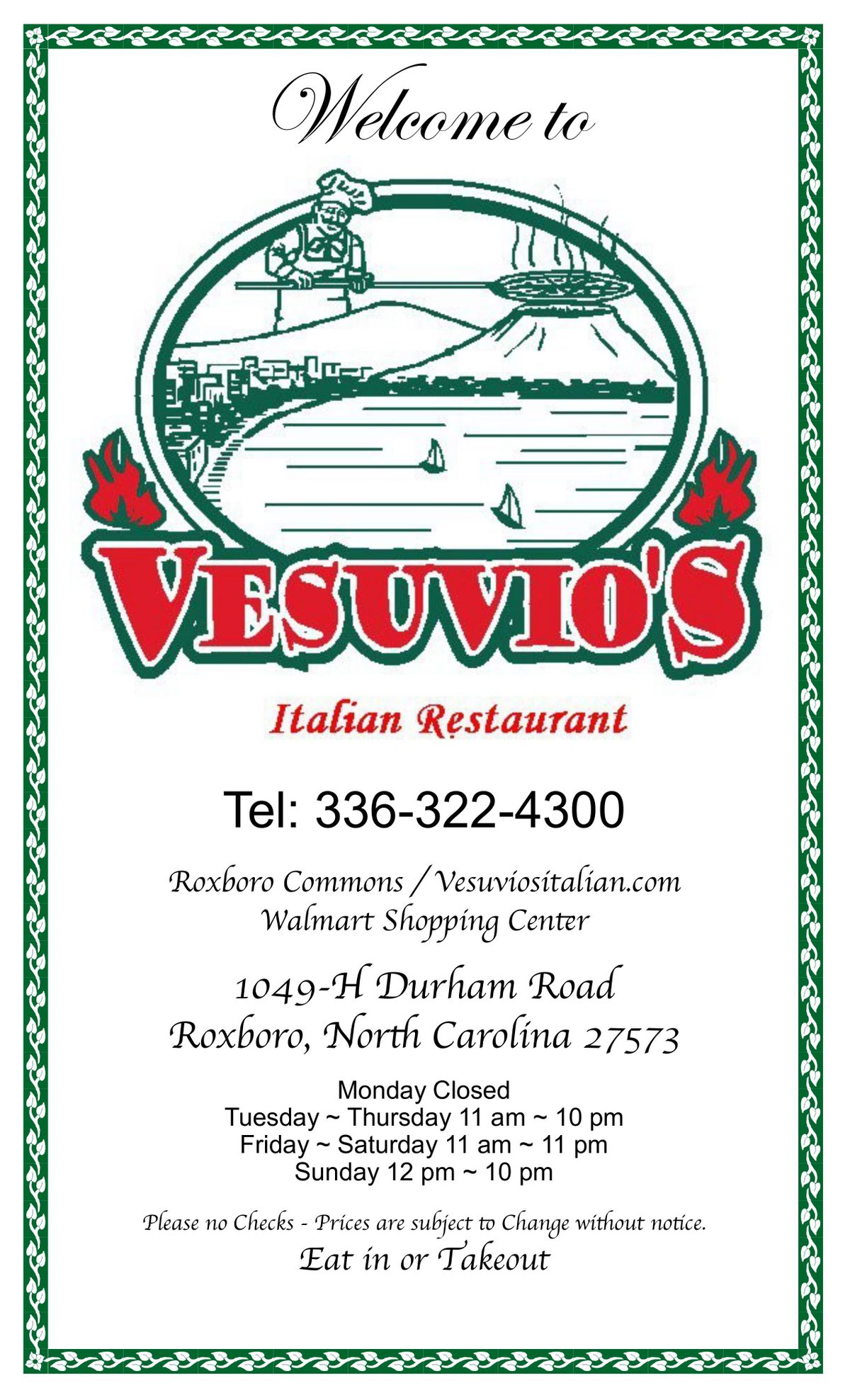 MENU | vesuviositalian - Vesuvio's Italian Restaurant