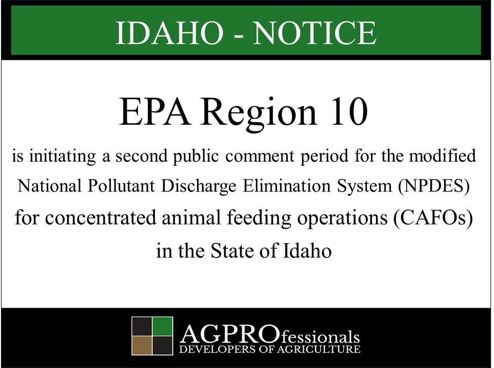 Idaho Notice - EPA Opens Second Comment Period - NPDES for CAFOs - AG ...