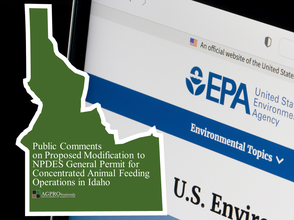 Comment Submitted to EPA on Behalf of Idaho Producers - AG Professionals